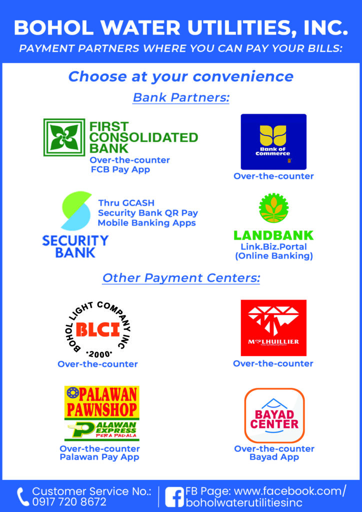 Bohol Water Payment Partners | BWUI